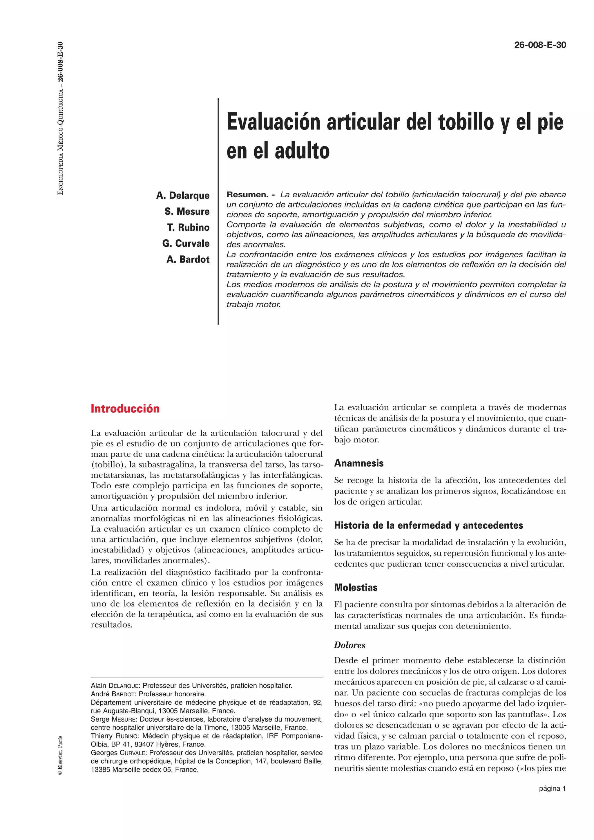 Evaluaciones articulares del tobillo y el pie en el adulto | PDF