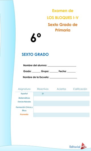 Evaluacion final 6to grado | PDF