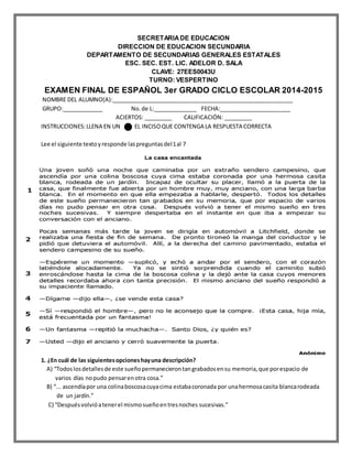 Evaluacion final tercero sec. español (2) | DOCX