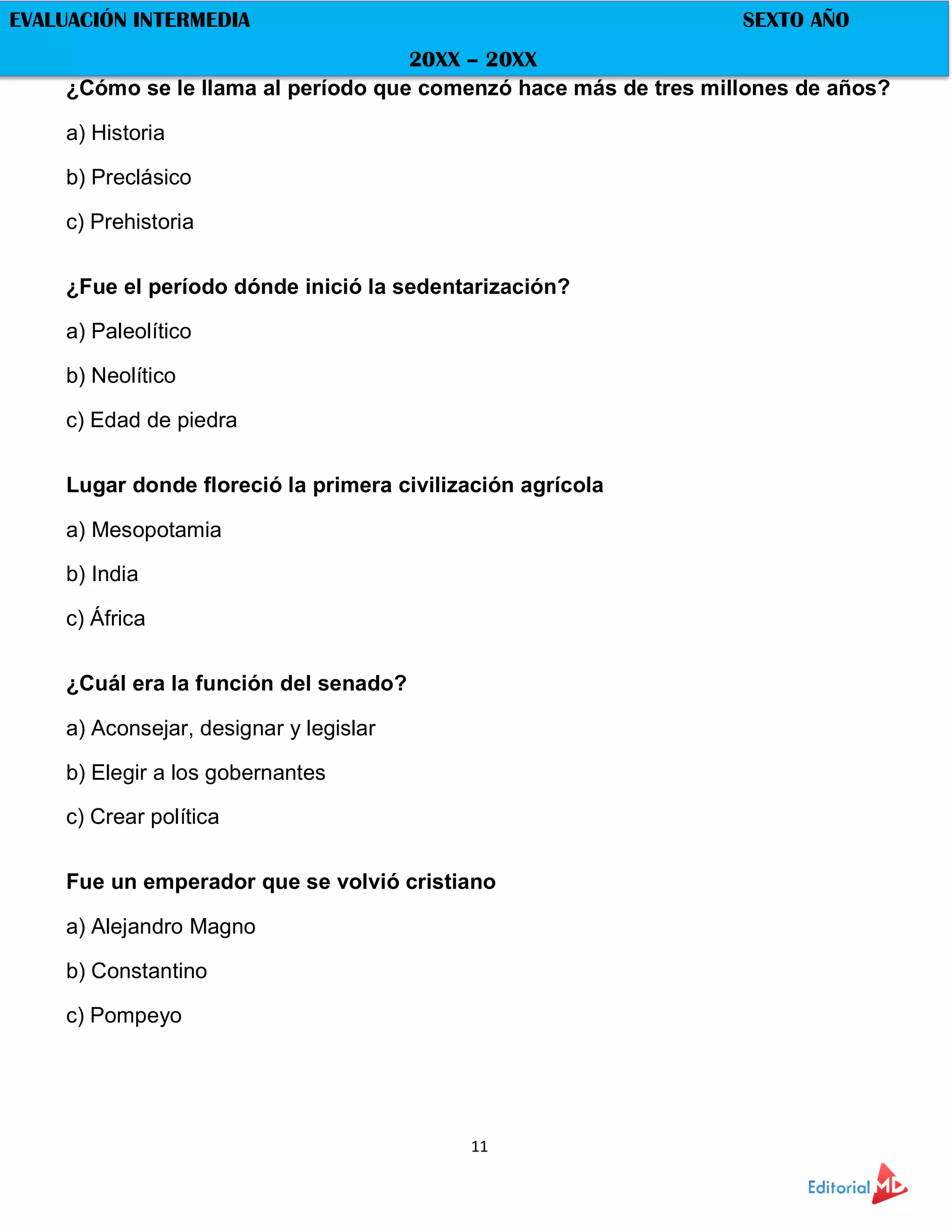 Evaluacion intermedia de primaria 6° grado | PDF
