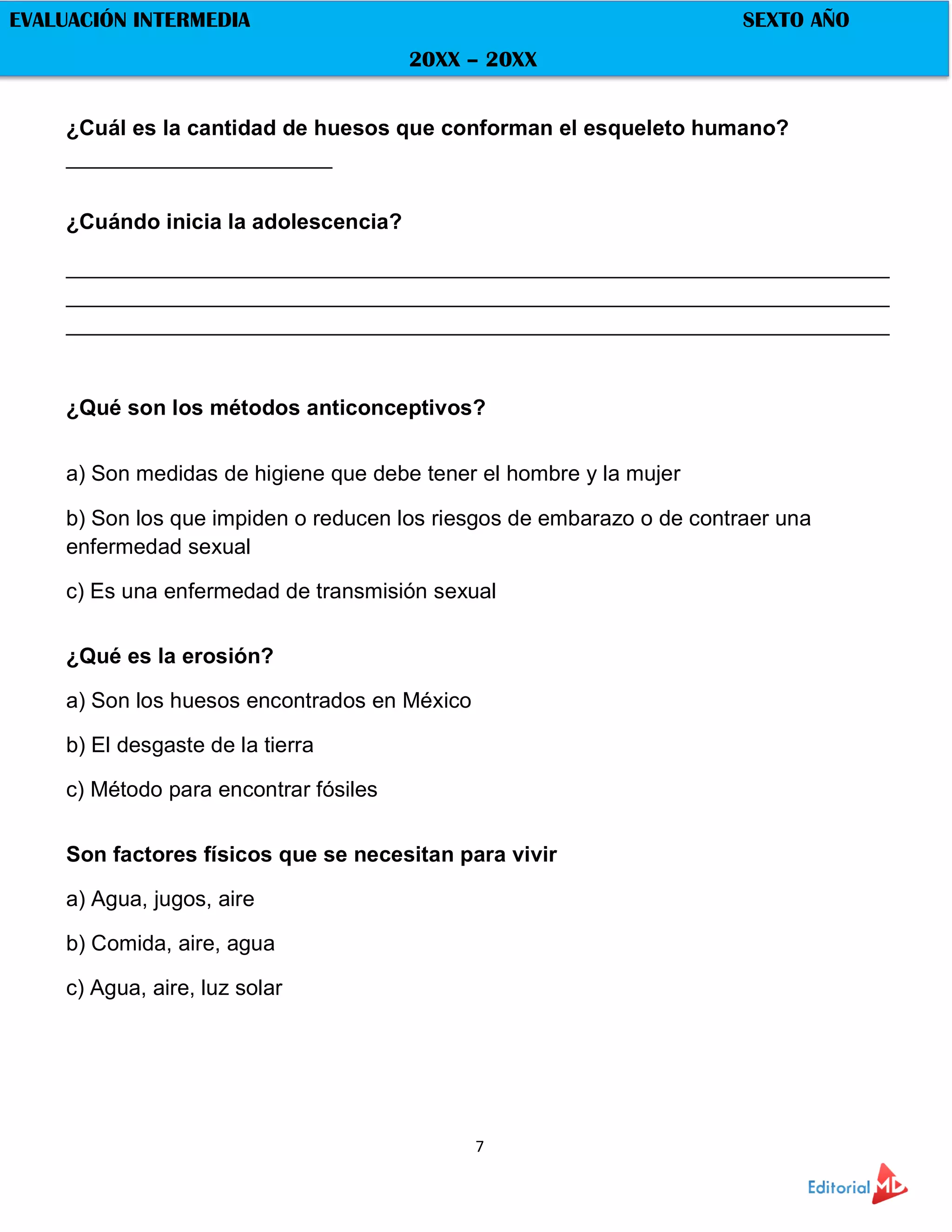 Evaluacion intermedia de primaria 6° grado | PDF