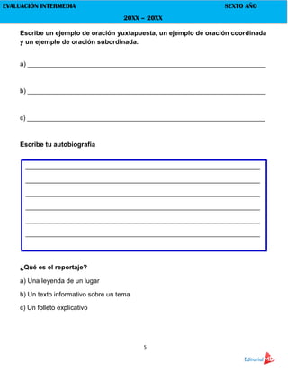 Evaluacion intermedia de primaria 6° grado | PDF