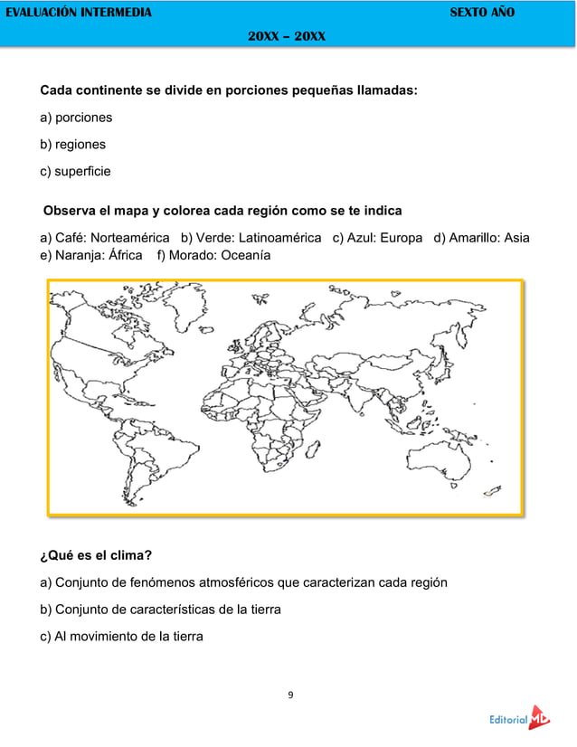 Evaluacion intermedia de primaria 6° grado | PDF