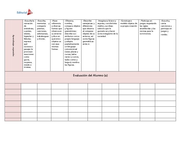 Evaluacion intermedia en preescolar | DOCX
