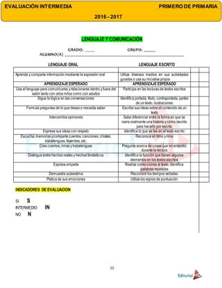 Evaluacion intermedia primero de primaria | DOCX