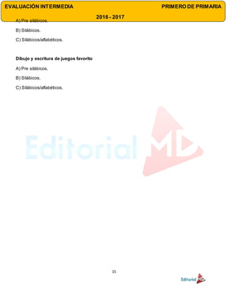 Evaluacion intermedia primero de primaria | DOCX