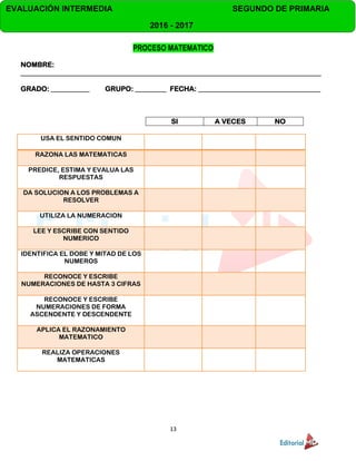 Evaluacion intermedia segundo de primaria | PDF