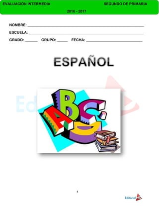 Evaluacion intermedia segundo de primaria | PDF