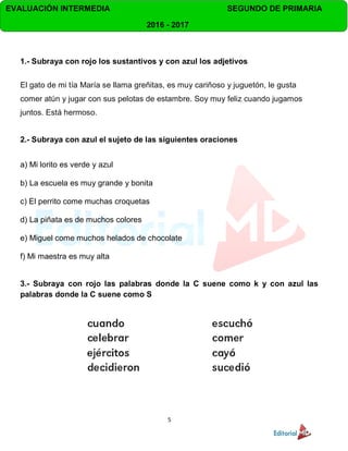Evaluacion intermedia segundo de primaria | PDF