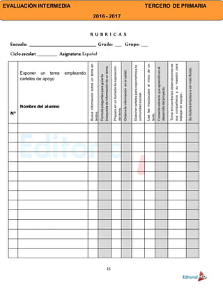 Evaluacion intermedia tercero de primaria | DOCX