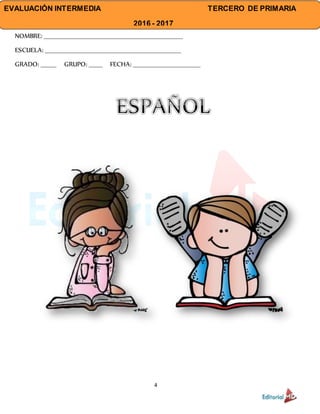 Evaluacion intermedia tercero de primaria | DOCX
