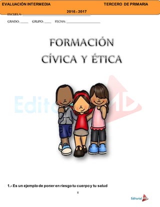 Evaluacion intermedia tercero de primaria | DOCX