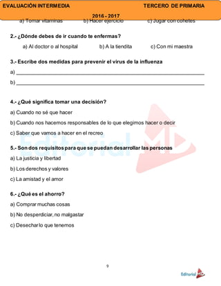 Evaluacion intermedia tercero de primaria | DOCX