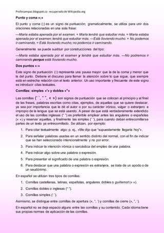 Texto informativo sobre los signos de puntuación | DOCX