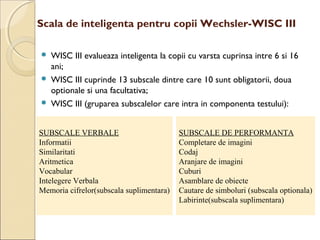 Evaluarea inteligentei-scalele-wechsler-ppt | PPT