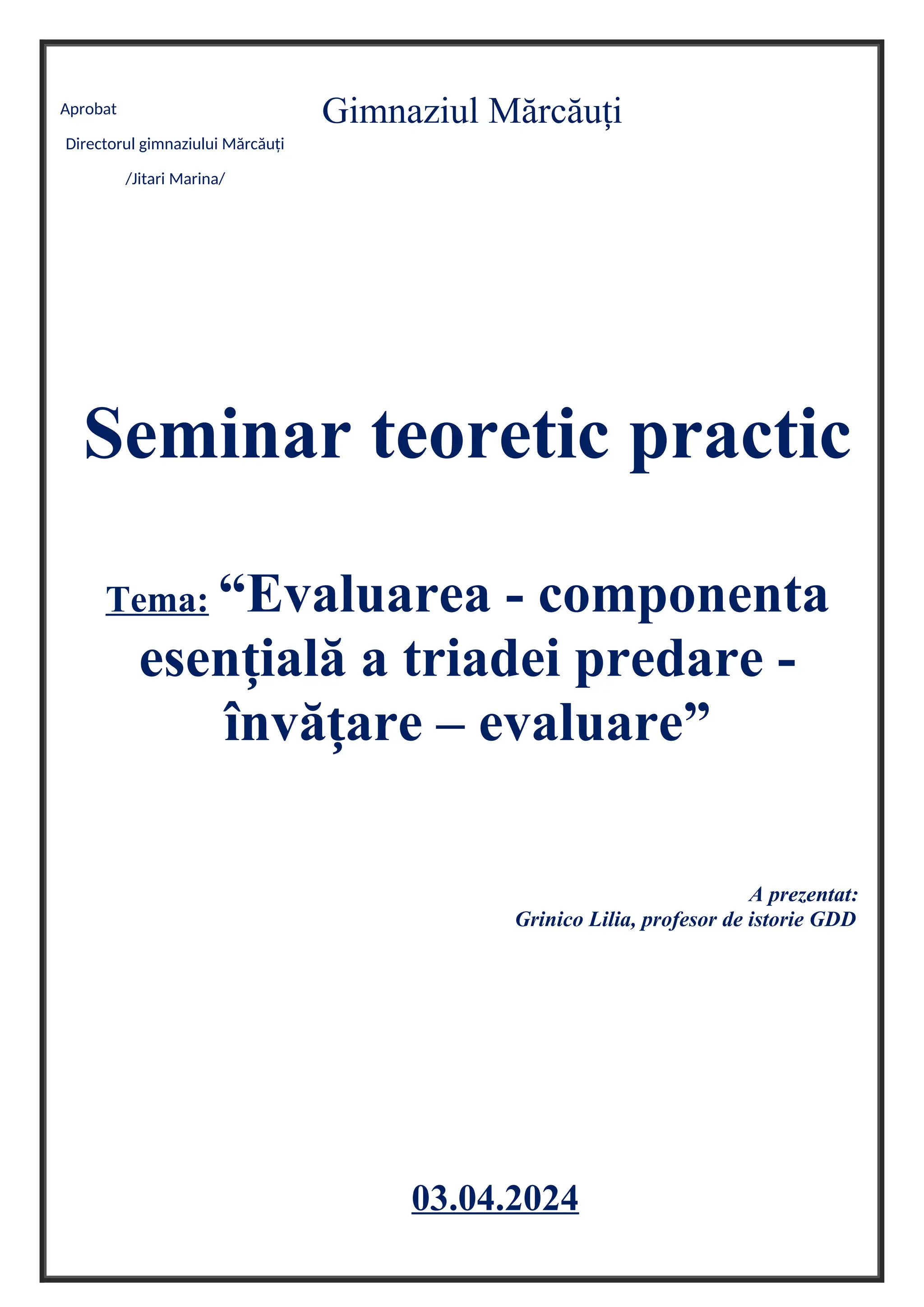 Evaluarea școlară seminar teoretic...docx