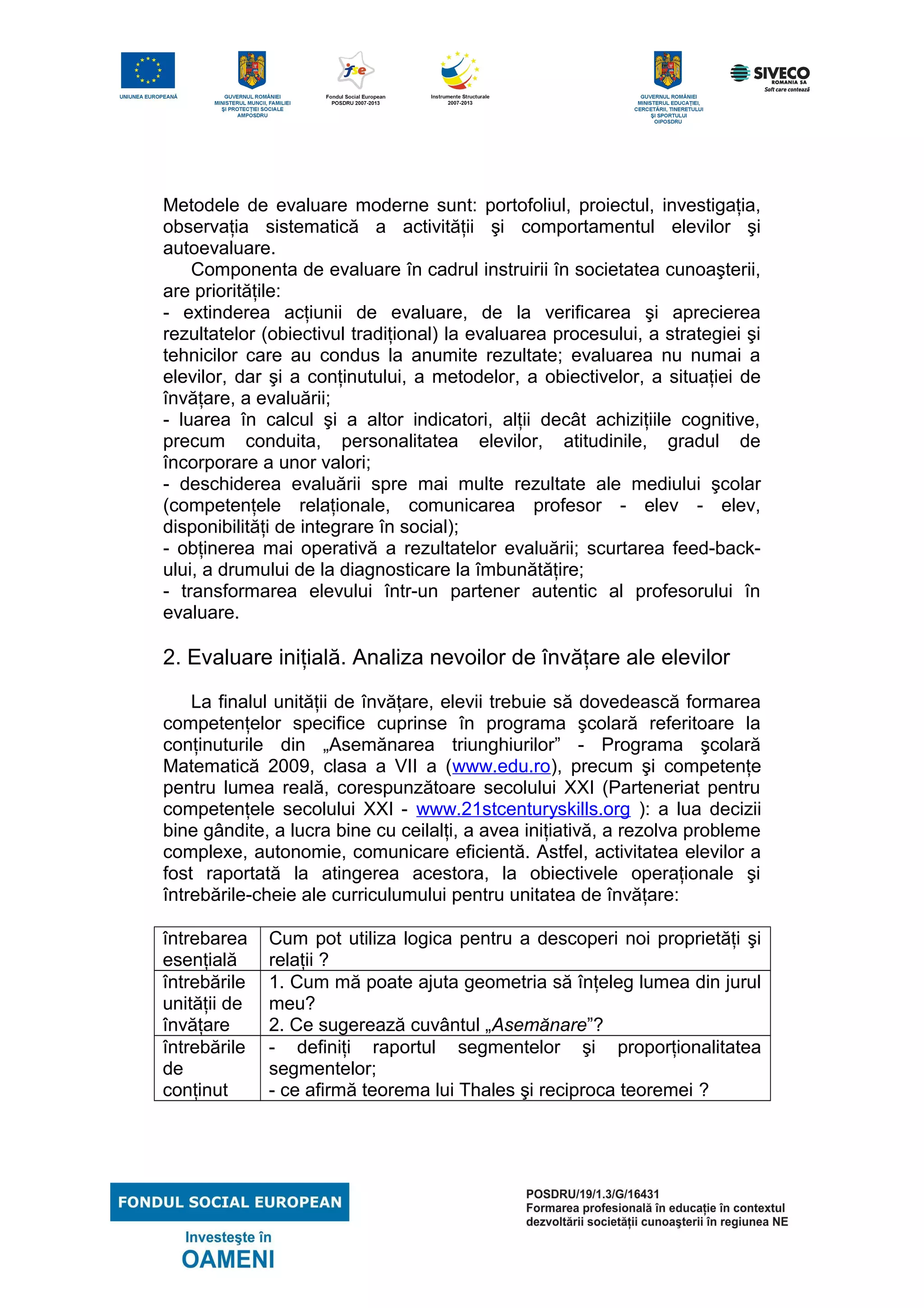 Evaluarea proiectelor 2 | DOC