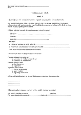 Evaluare clasa a v a | PDF