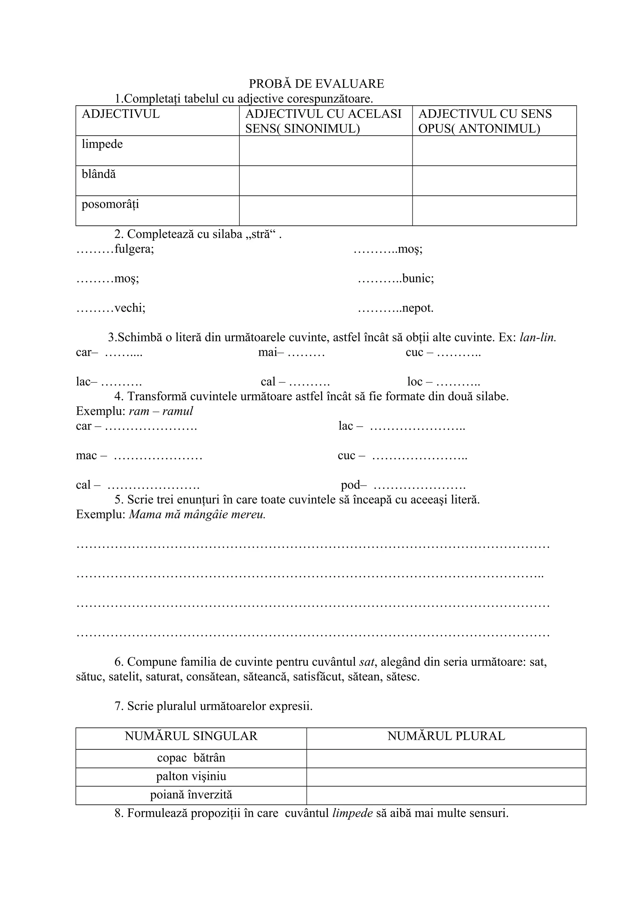 Evaluare ex de_vocabular | DOC