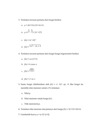 Soal Evaluasi fungsi Turunan | PDF