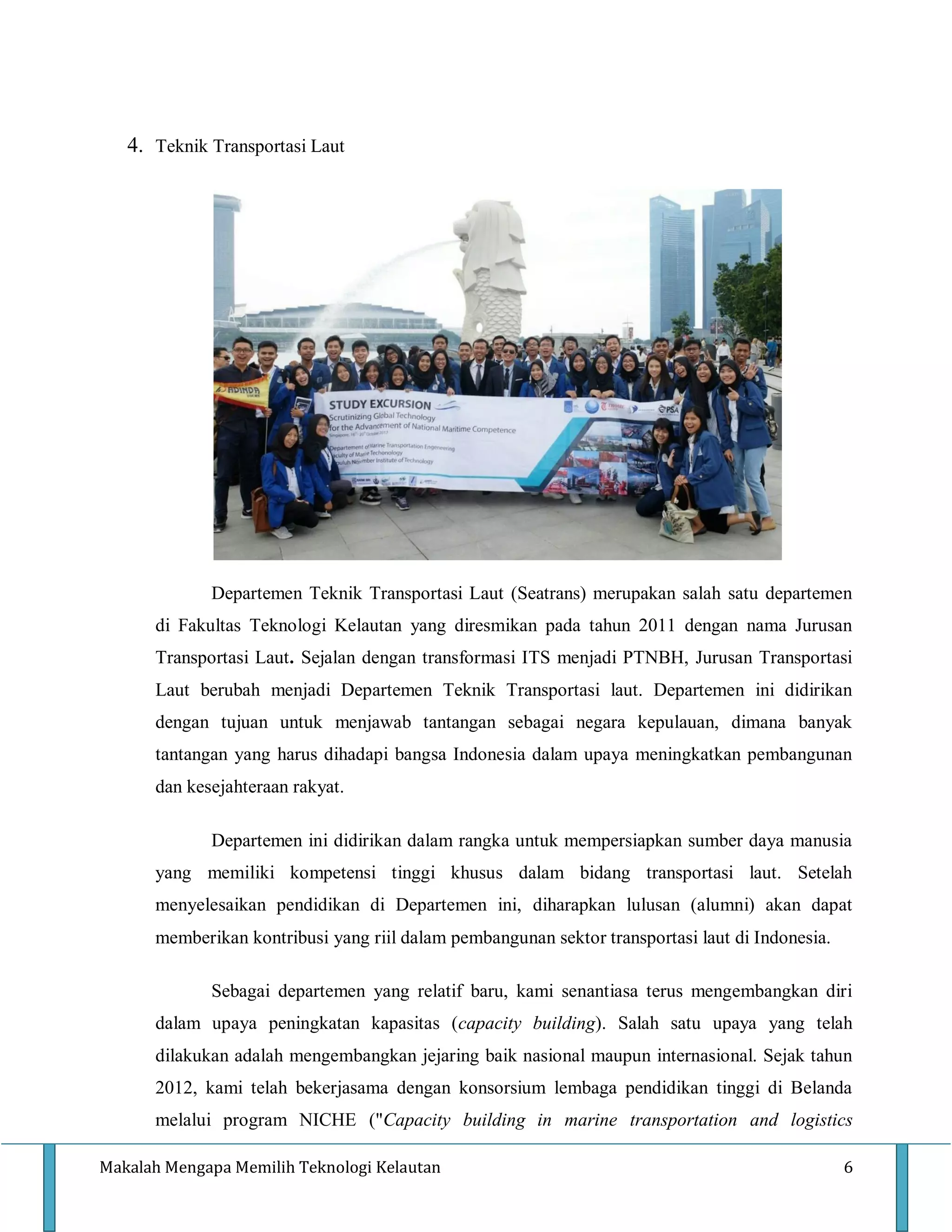 Mengapa Memilih Depaertemen Teknik Transportasi Laut | PDF