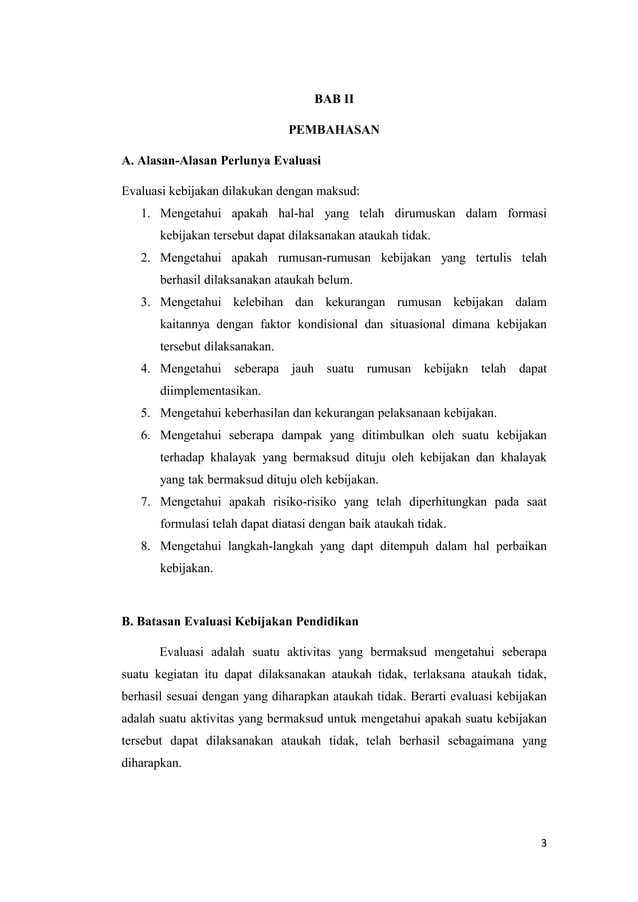 Evaluasi kebijakan pendidikan | PDF