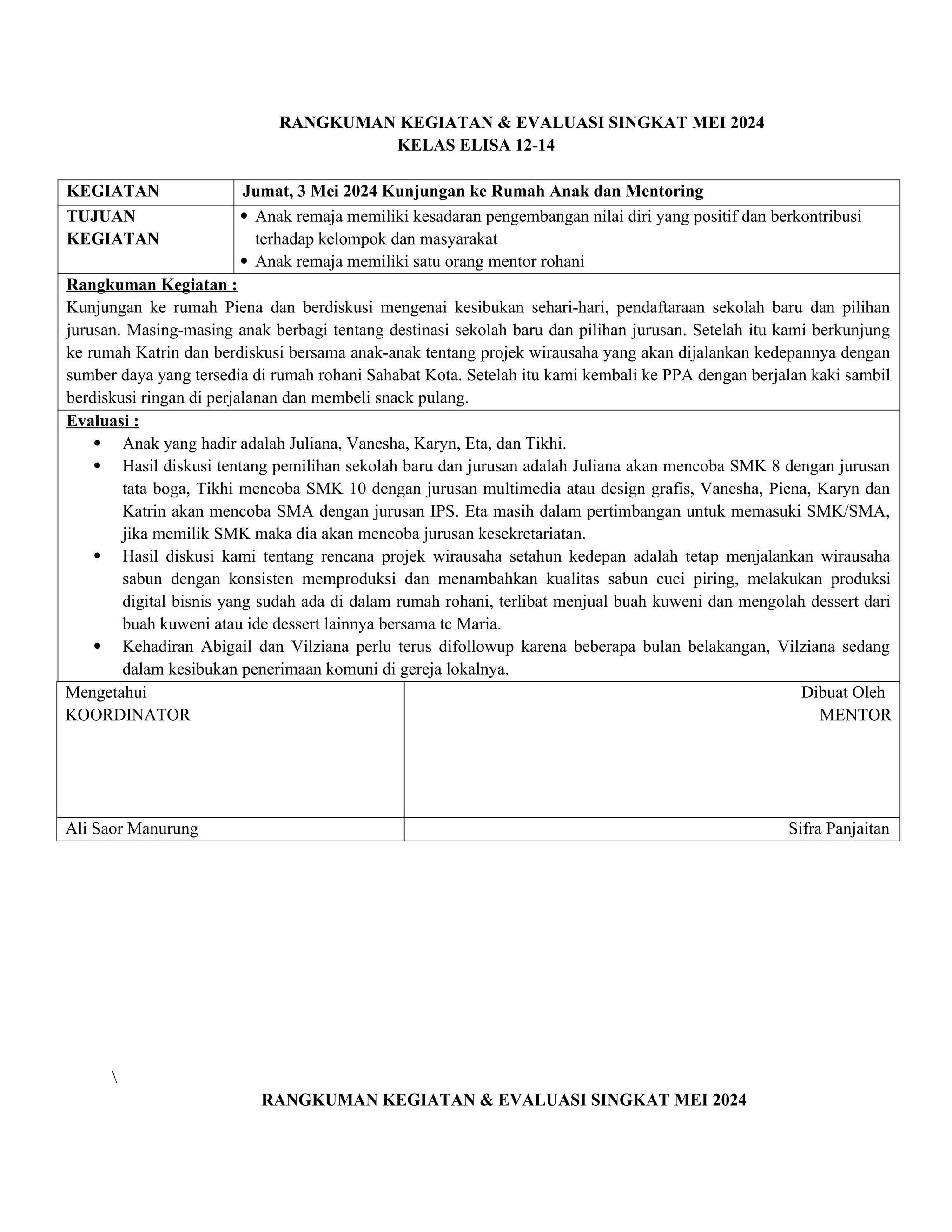 Evaluasi Kelas Mei 2024 dan LessonPlan.docx | Free Download