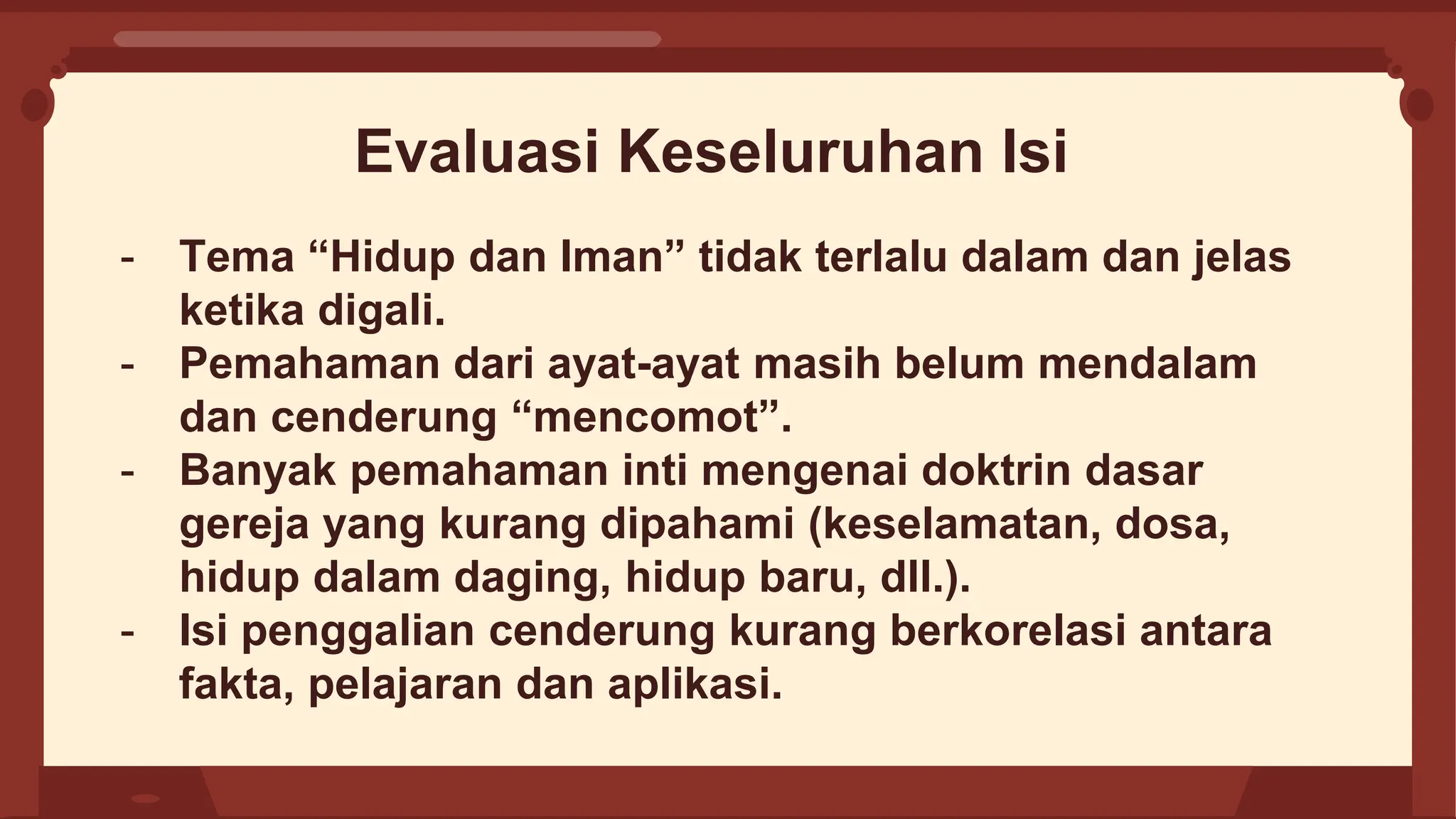 Evaluasi Keseluruhan Kelas Bedah Kitab Roma | PDF