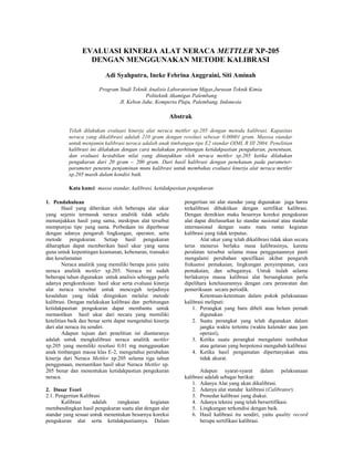 Evaluasi kinerja alat neraca mettler xp.205 dengan metode kalibrasi | PDF