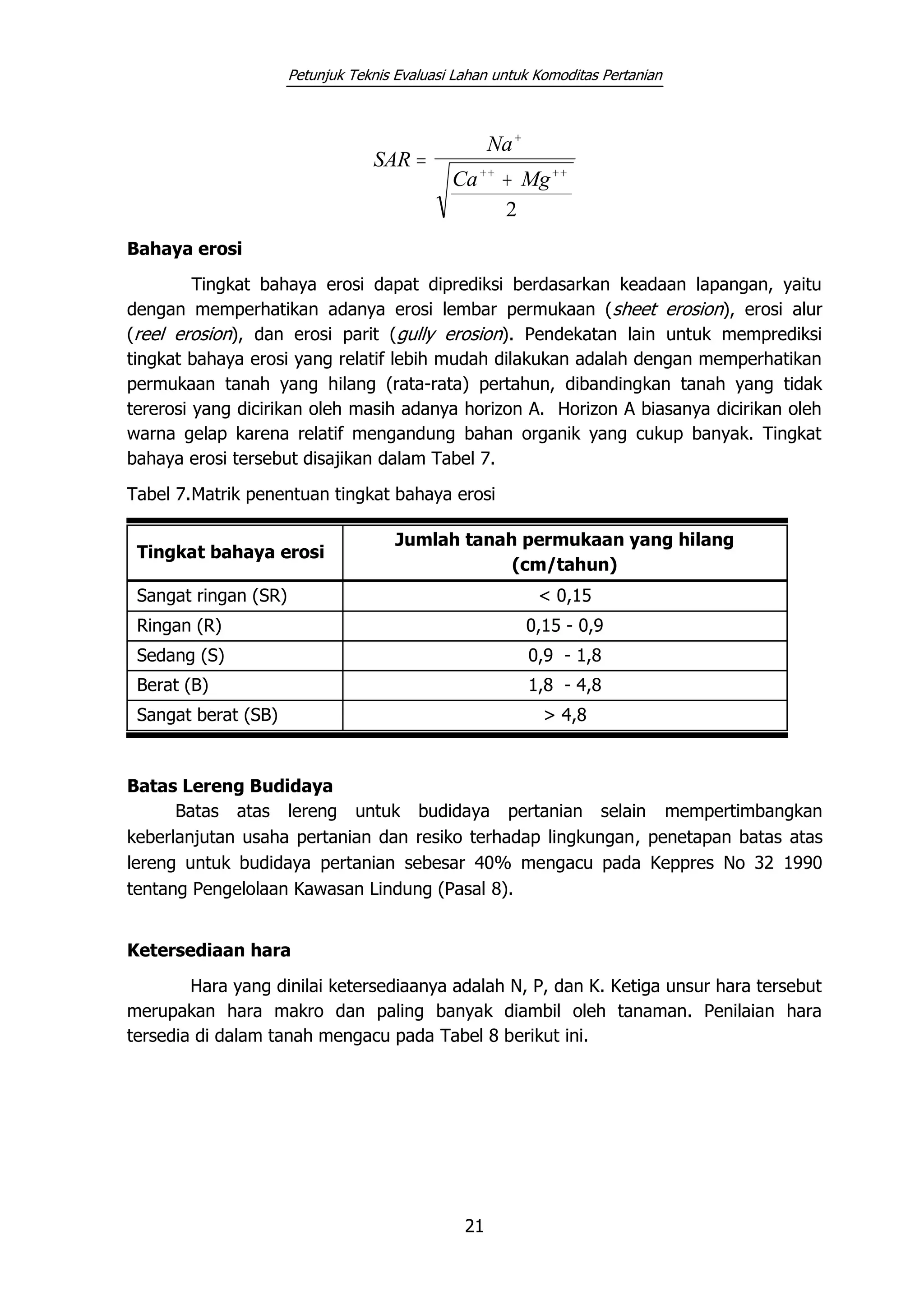 Evaluasi lahan untuk komoditas pertanian | PDF