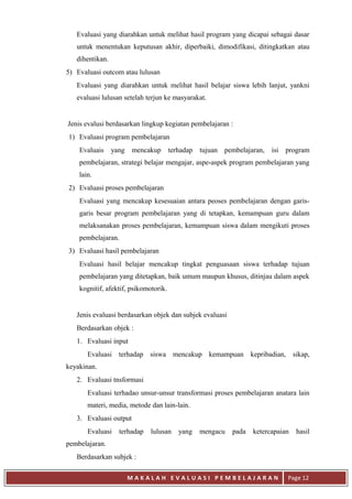 Evaluasi Pembelajaran, Materi Kuliah | DOC