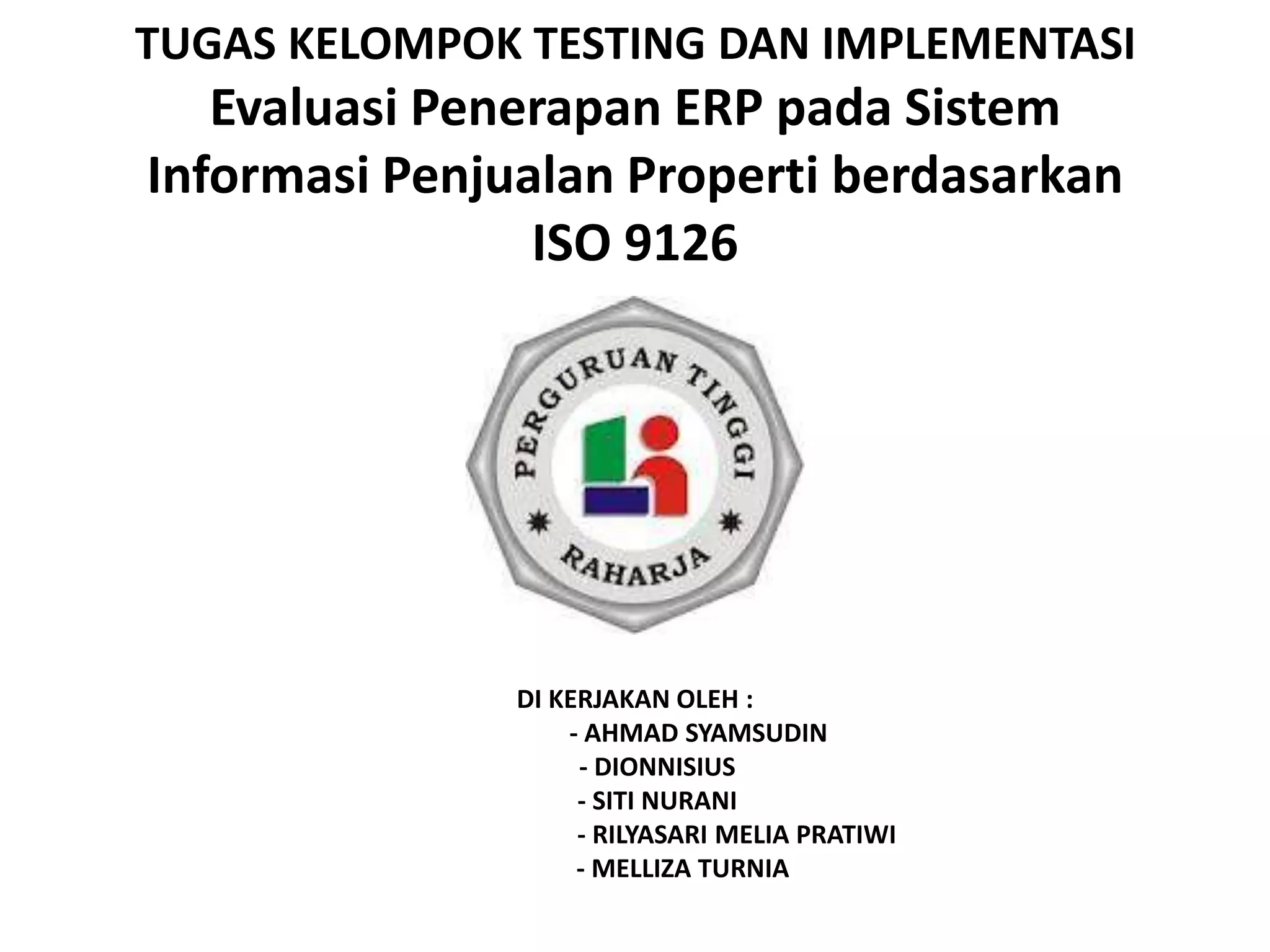 penerapan erp pada sistem informasi berdasarkan iso 9126 | PPTX