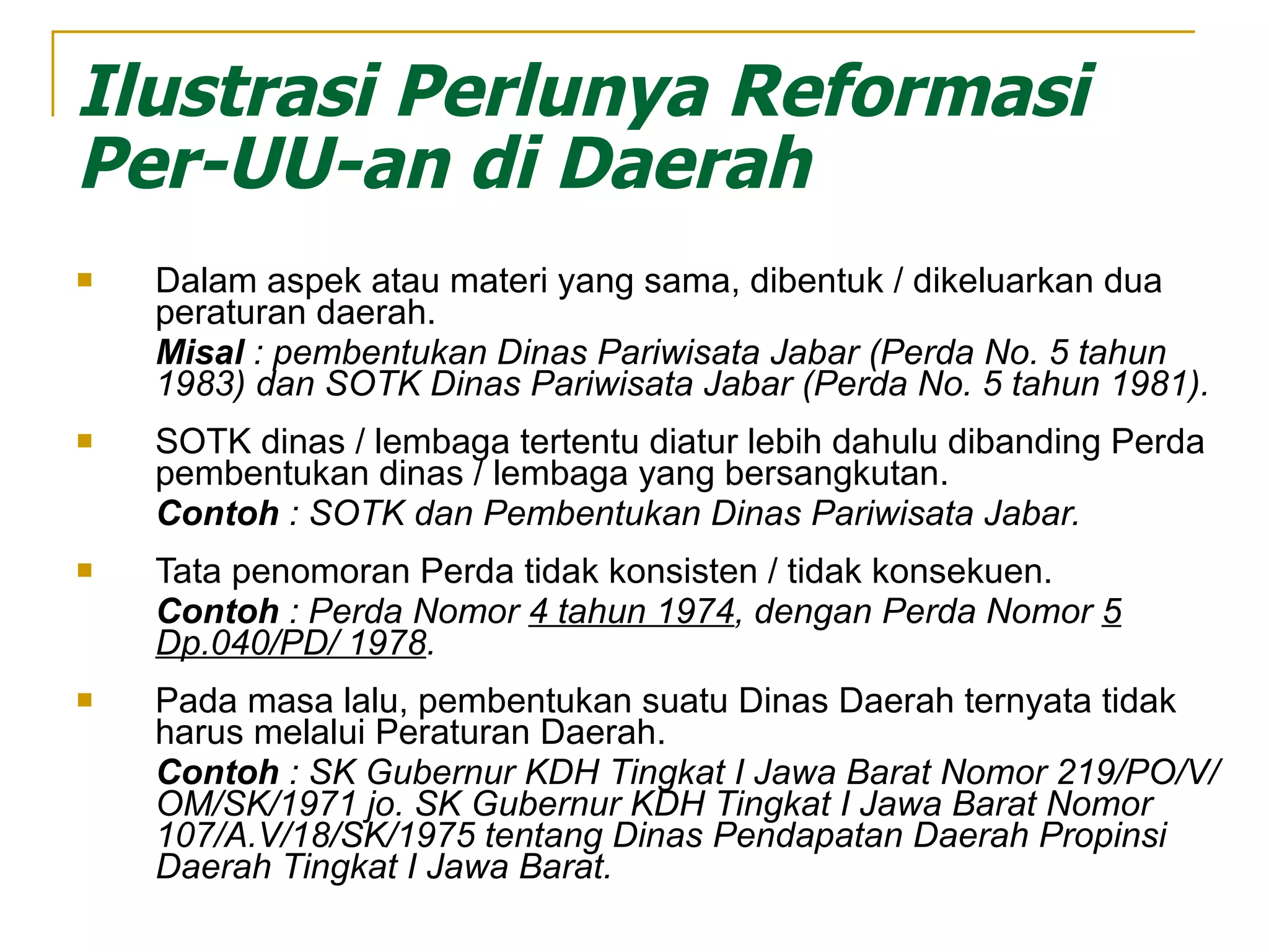 Evaluasi Peraturan Per-UU-an di Daerah | PPT