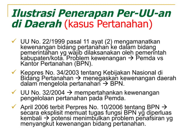 Evaluasi Peraturan Per-UU-an di Daerah | PPT