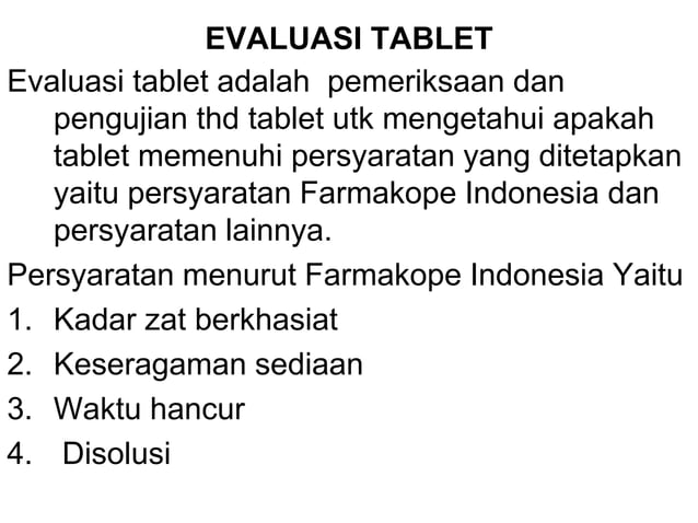 EVALUASI TABLET dan persyaratannya .ppt