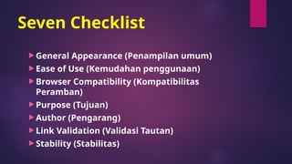 Evaluasi Website Menggunakan Seven Checklist dan 10C.pptx