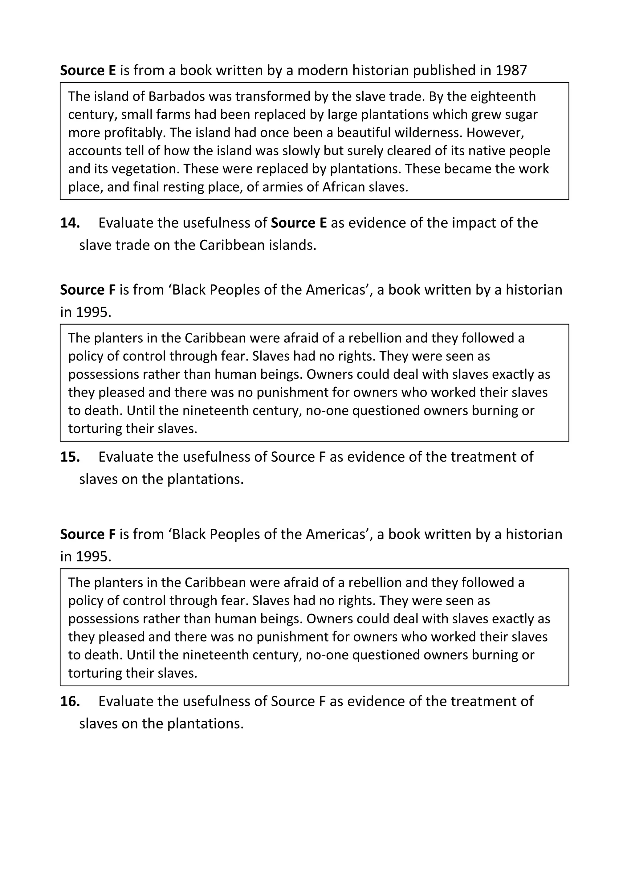 Example National 5 History questions - Evaluate the usefulness | PDF