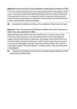 Example National 5 History questions - Evaluate the usefulness | PDF
