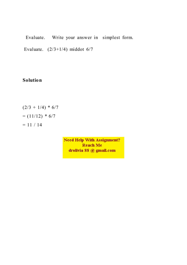 Evaluate. Write your answer in simplest form. Evaluat.docx