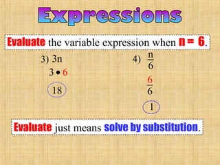 Evaluating Algebraic Expressions | PPT