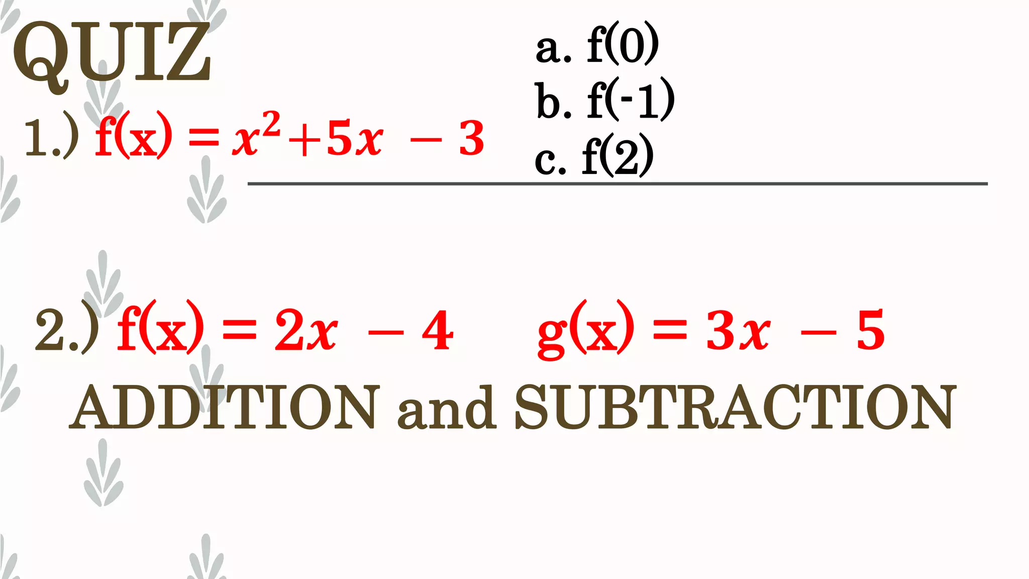 Evaluate Functions And Fundamental Operations Of Functions Pptx