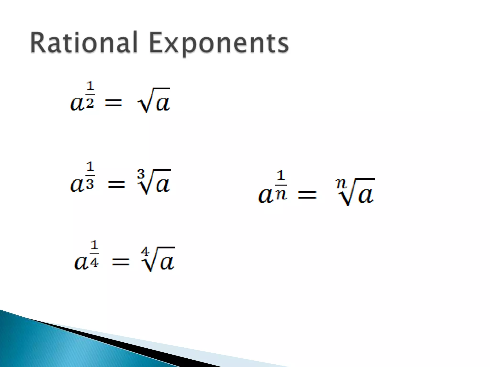 Evaluate nth roots and use rational exponents | PPT