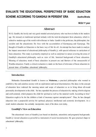 Evaluate the educational perspectives of basic eduaction scheme according to ganghiji in persent ...