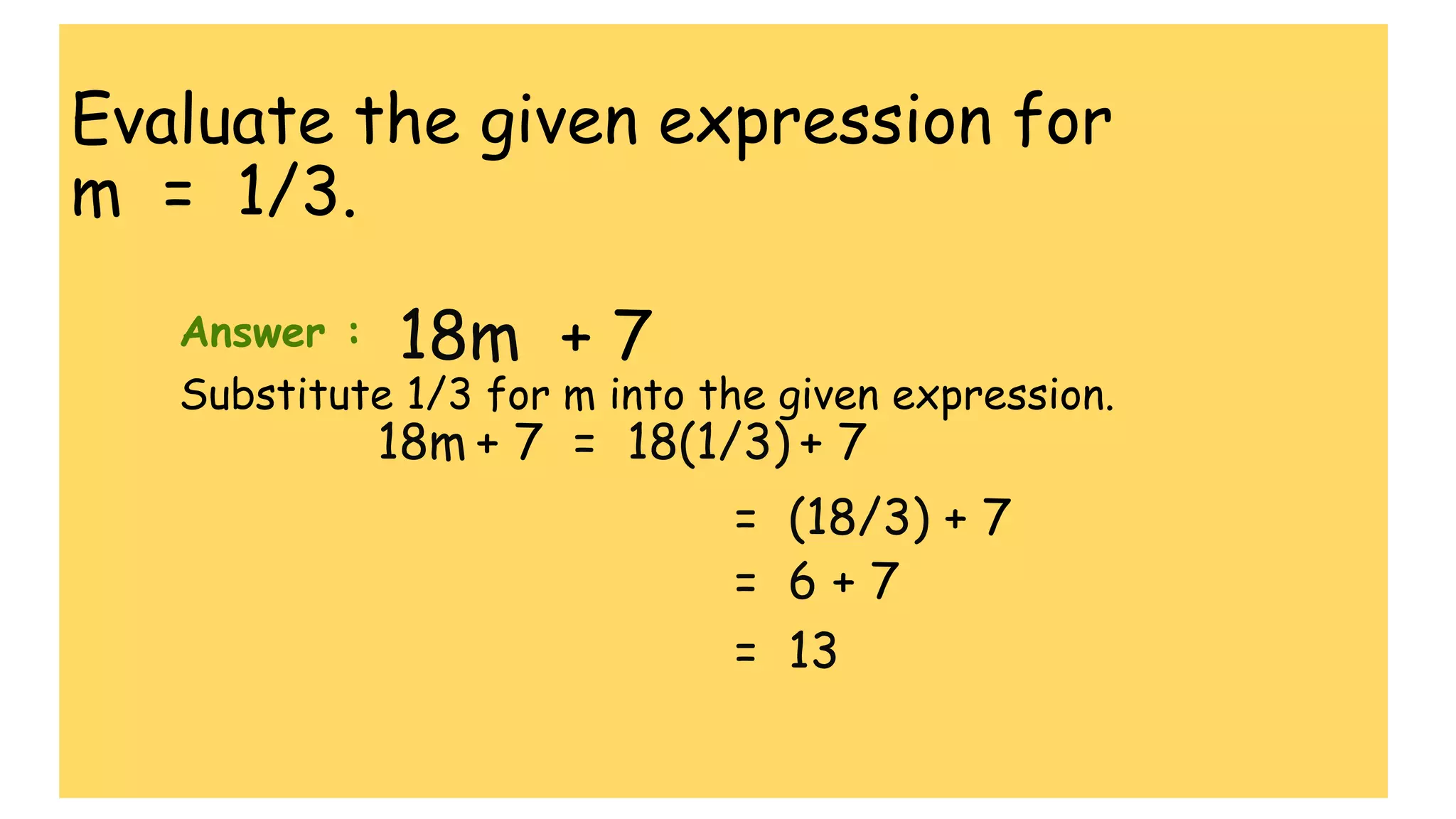 Evaluate the given expression | PPTX
