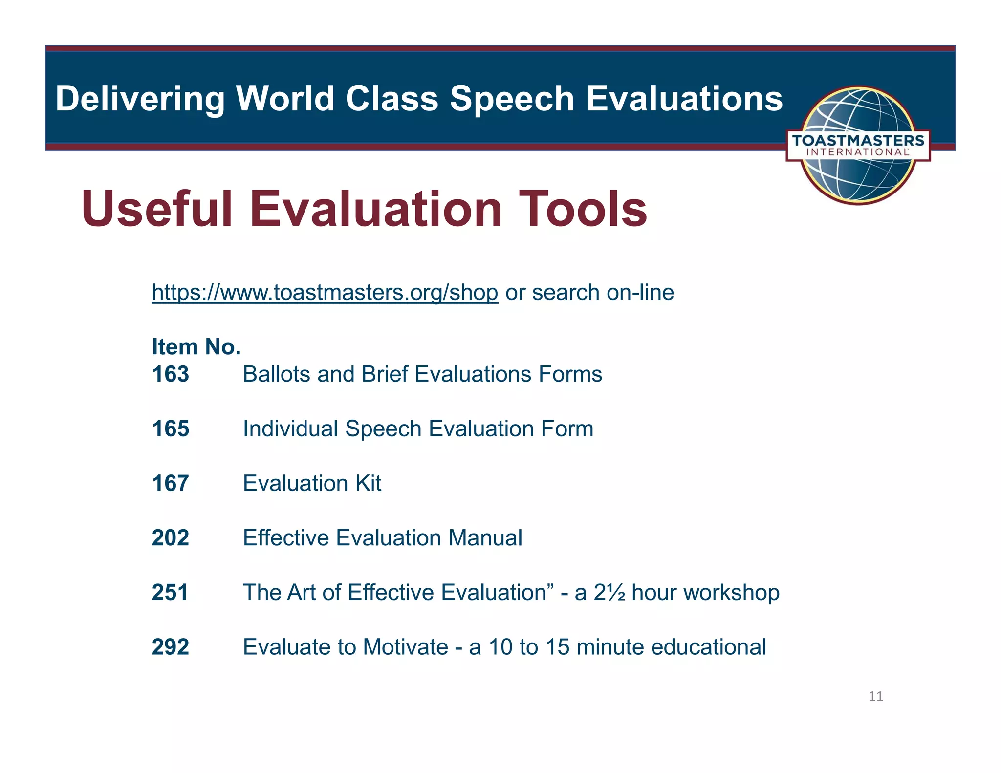 Delivering World Class Speech Evaluations | PDF