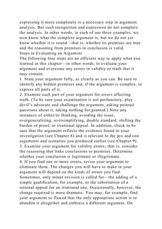 Evaluate Your Argument on the IssueIn this chapter you will lear.docx ...