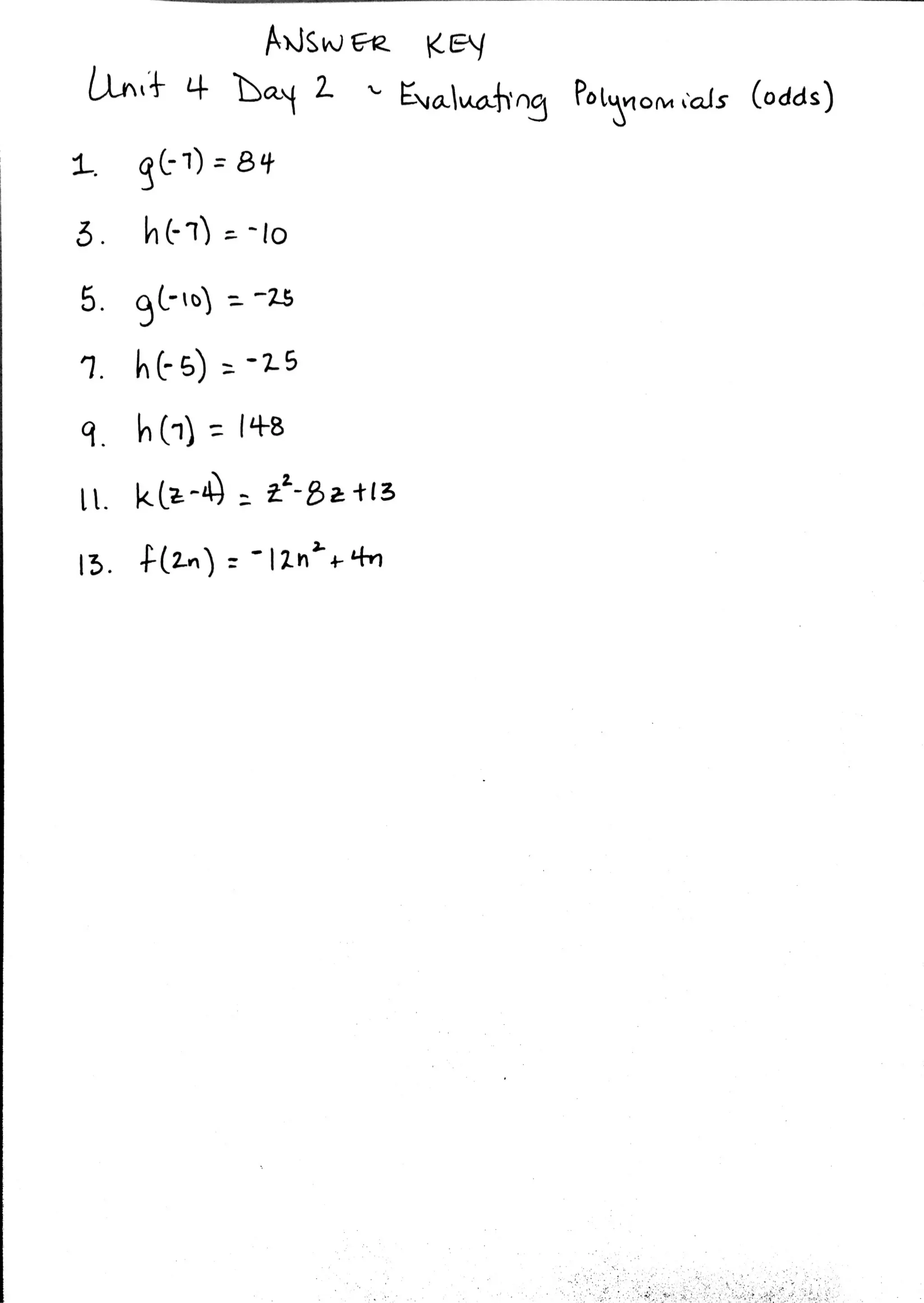 Evaluating answer key | PDF