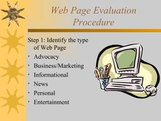 Evaluating a Web Site | PPT