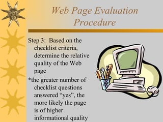 Evaluating a Web Site | PPT