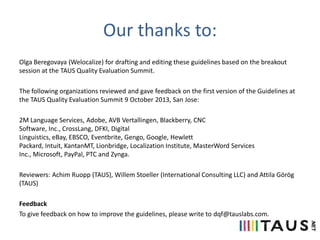 TAUS Evaluating Post-Editor Performance Guidelines | PPT